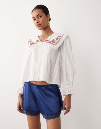 Nobody's Child Eloise - Blouse &agrave; d&eacute;tails brod&eacute;s - Blanc