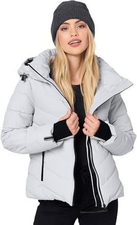 Marikoo Veste dhiver pour femme (XS-3XL) - Imperméable, chaude, capuche amovible, coupe-vent - Veste matelassée pour femme - Col montant, 4 poches, fermeture 