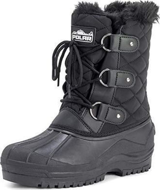 Polar Femmes Short Neige Hiver Tactique Imperméable Promeneur Mi-Mollet En Marchant Bottes - Noir - UK5/EU38 - YC0363
