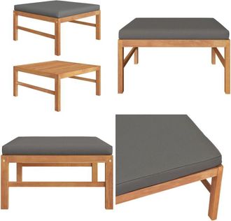 vidaXL Vidaxl - Fußhocker mit Dunkelgrauer Auflage Massivholz Teak - Holzfußhocker - Gartenstuhl - Teakholz - Outdoor Möbeln - Balkonmöbeln - Home & Living