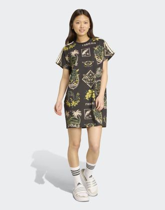 adidas adidas Performance - adidas x farm commercial - Robe - Noir/vert amazone/prelove