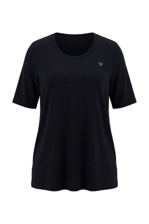 Ulla Popken T-Shirt T-Shirt Herz A-Linie Rundhals Halbarm Pima Cotton