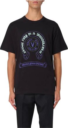 Versace Jeans Couture Homme, Tops, Noir, Taille: 2XL T-shirt Graphique Manches Courtes Coton