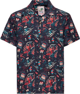 King Kerosin Herren Hawaii-Hemd Rockabilly Devil - Schwarz