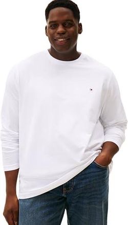 Tommy Hilfiger T-Shirt Manches Longues Homme Stretch Slim Fit avec Col Ras-du-Cou, Blanc (White), 4XL