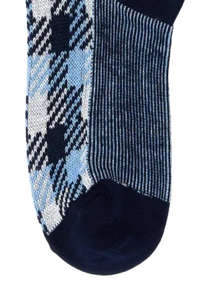 Prada Womens Embroidered Stretch Cotton Socks Bleu Calze