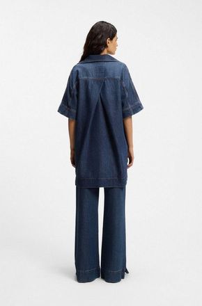 HUGO BOSS Polokleid POLO DRESS Premium Damenmode im Denim-Look, weite &Auml;rmel