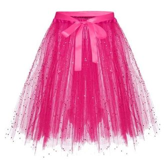 Generic Jupes tutu pour fille - Jupe &agrave; bulles multicouche - Courte - &Eacute;lastique - Rockabilly - Pour filles - Style r&eacute;tro - Costume de ballet, rose vif, taille 