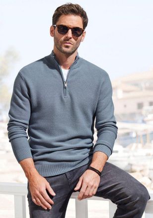 Le Jogger Troyer Pullover mit Stehkragen und Rei&szlig;verschluss