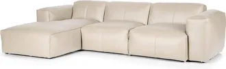 Studio Copenhagen home24 Ecksofa 3-Sitzer mit Longchair Grau Echtleder Neka 284cm Longchair davorstehend links Modern