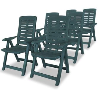 vidaXL Chaises inclinables de jardin lot de 6 Plastique Vert vidaXL