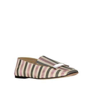 Sergio Rossi Womens White Fabric Slip-On Loafers