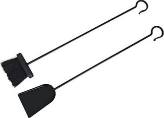 Relaxdays Kamin Kehrset, 2-TLG, Ascheschaufel & Aschebesen, Kaminpflege, zum Aufh&auml;ngen, Ofenzubeh&ouml;r, Eisen, schwarz