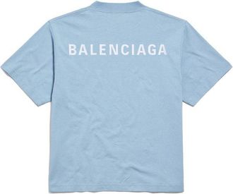 Balenciaga Logo-Print Cotton T-Shirt - Blue