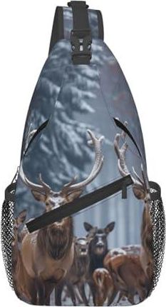 Generic Sac &agrave; bandouli&egrave;re de voyage en forme de troupeau de cerfs pour homme, sac &agrave; dos de randonn&eacute;e