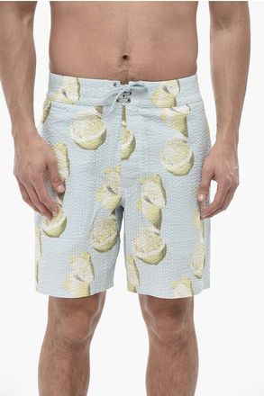 Givenchy Textured Cotton Boxer Swim Trunks LEMON With Drawstring Deta size Xs
