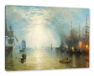 Pixxprint William Turner - Keelmen Heaving in Coals by Moonlight, Größe: 100x70cm, Leinwandbild, fertig gespannt, Wandbild, Dekoration, Kunstdruck, kein Poster
