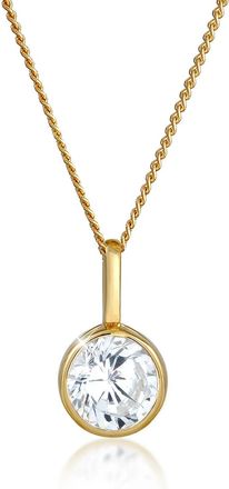 Elli Halsketten - Halskette Solit&auml;r Zirkonia 585 Gelbgold - Gr. unisize - in Gold - f&uuml;r Damen