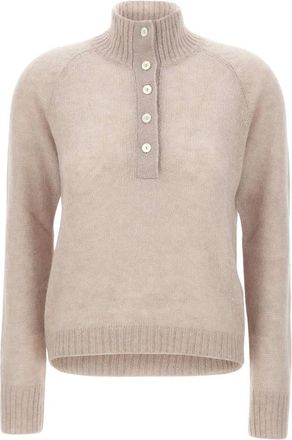 Gran Sasso Femme, Pulls, Beige, Taille: 36 FR Pull en alpaga &agrave; demi-boutons