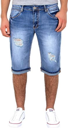ESRA Herren Jeans Shorts Herren Kurze Hosen Herren Kurze Jeans Hose Bermuda Shorts Sommer Hose AS431