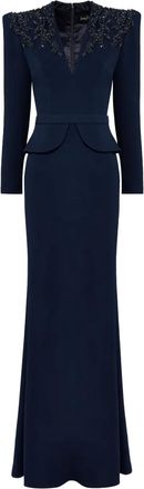 Jenny Packham robe longue à épaules ornées - Bleu