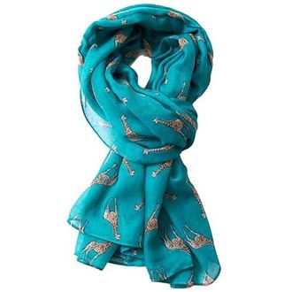 GFM Foulard imprim&eacute; girafe - &Eacute;charpe toutes saisons,.GF-71-TXHR-Vert turquoise, L