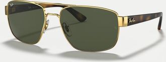 Ray-Ban RB3663 - Lunettes de soleil irrégulières à verres verts - Doré