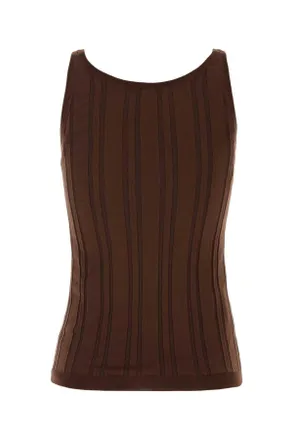 Prada Ribbed Cotton-Nylon Knit Tank Top - Brown