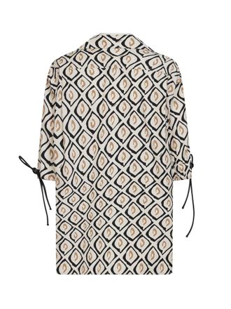 Max Mara Womens Shirt Printed Poplin Beige Multicolour Cotton