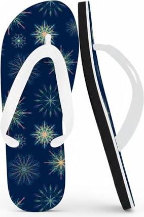 Generic Tongs avec &eacute;toile vibrante flocons de neige pour homme - Chaussures de douche pour femme - Semelle plate - Cadeau pour tante - Cadeau pour petit ami, 