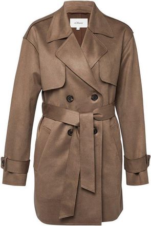 s.Oliver Trenchcoat Outdoor-Mantel Trenchcoat mit G&uuml;rtel in Velourslederoptik