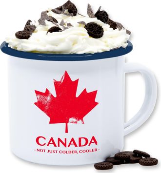 Shirtracer Emaille Tasse Blechtasse - Statement Sprüche - Canada Not just colder cooler - Souvenir Geschenk - 300 ml - Weiß Blau - kanada mit spruch sarkasmus ma