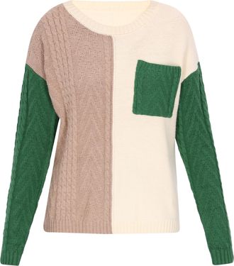 Mymo Pullover Frauen Wei&szlig; Mehrfarbig Gr&uuml;n