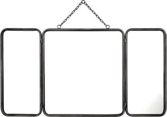 Vente-Unique Miroir de barbier vintage en métal - L. 112 x H. 60 cm - Gris métallisé - CERRONE