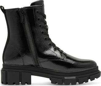 s.Oliver Damen Stiefeletten ohne Absatz zum Schnüren Vegan, Schwarz (Black Patent), 38 EU