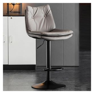 Generic Verstellbarer Drehhocker mit R&uuml;ckenlehne, Tresenstuhl aus PU-Leder, Fu&szlig;st&uuml;tze f&uuml;r K&uuml;cheninsel, Essbereich, Pub, Caf&eacute;, Fr&uuml;hst&uuml;cksecke
