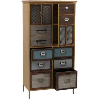 Hhg Apothekerkommode HHG-311, Schrank Highboard Schubladen, Vintage Shabby-Look 136x73x35cm, blau Metalloptik