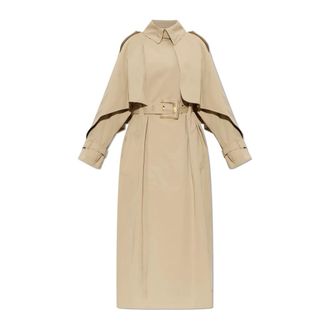 Balmain Langer Trenchcoat aus Baumwoll-Gabardine - - Coats - Damen - Beige - 2XS