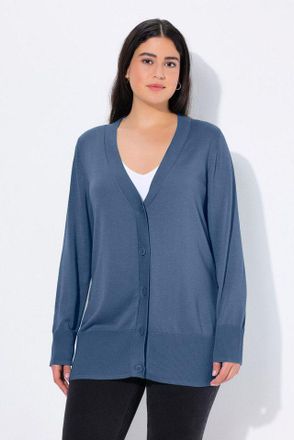 Ulla Popken Strickjacke Strickjacke V-Ausschnitt Knopfleiste Feinstrick