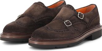 Santoni Doppel-Monkstraps aus Veloursleder