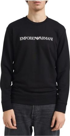 Emporio Armani Homme, Sweatshirts et sweats à capuche, Noir, Taille: XL Pull Noir avec Logo Imprimé Design Minimaliste