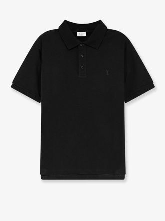 Saint Laurent Piqu&eacute; cotton polo shirt with Cassandre embroidery - SAINT LAURENT - gender_Man