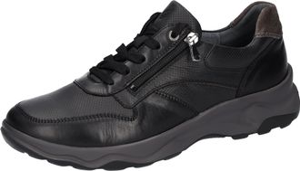 Waldläufer Sneaker WALDLÄUFER H-MAX, Herren, Gr. 11,5 (46,5), schwarz (schwarz, grau), Nappaleder, Veloursleder, Schuhe, Bequemschuh, Halbschuh, Schnürschuh in K