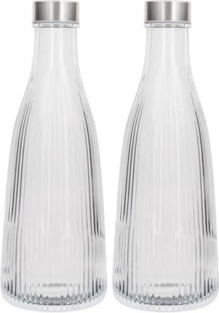 Cosy & Trendy ATLA Glasflasche, transparent, 1 l mit Deckel (Packung mit 2)