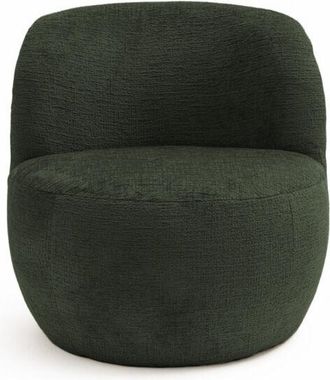 DRAWER Fauteuil rond en tissu chenille - Vert kaki - Mo
