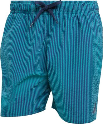 adidas Mens Seersucker Gestreifte Badeshorts 5 Zoll Pure Teal/Dark Blue XL