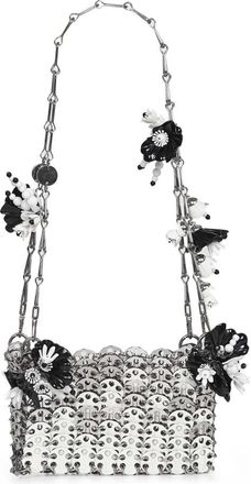 Paco Rabanne Femme, Sacs, Gris, Taille: ONE Size Mini Sac Bandouli&egrave;re Orn&eacute; de Fleurs