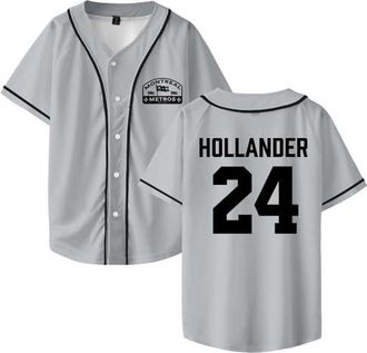 Generic Heated Rivalry Hollander 24 Merch Baseball Jersey Shirt Col V Unisexe Manches Courtes Streetwear V&ecirc;tements, gris, XXL