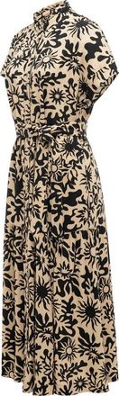Ragwear A-Linien-Kleid Liora Print (1-tlg) Wadenlanges Kurzarmkleid mit Bindeband
