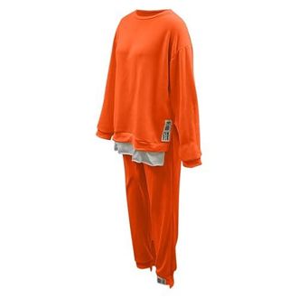 Generic Co Ord Ensemble de surv&ecirc;tement &agrave; capuche pour femme en peluche chaude et d&eacute;contract&eacute;e avec deux fermetures &eacute;clair et pantalon, Orange, XXXXXL